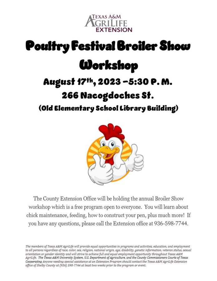 Poultry Festival Broiler Show Workshop (Shelby County) - Texas Forest ...